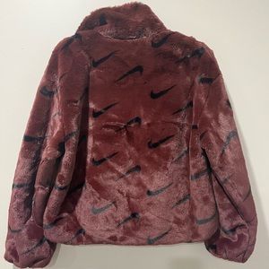 Nike | Jackets & Coats | Nike Sportswear Plush Burgundy Faux Fur Jacket ...